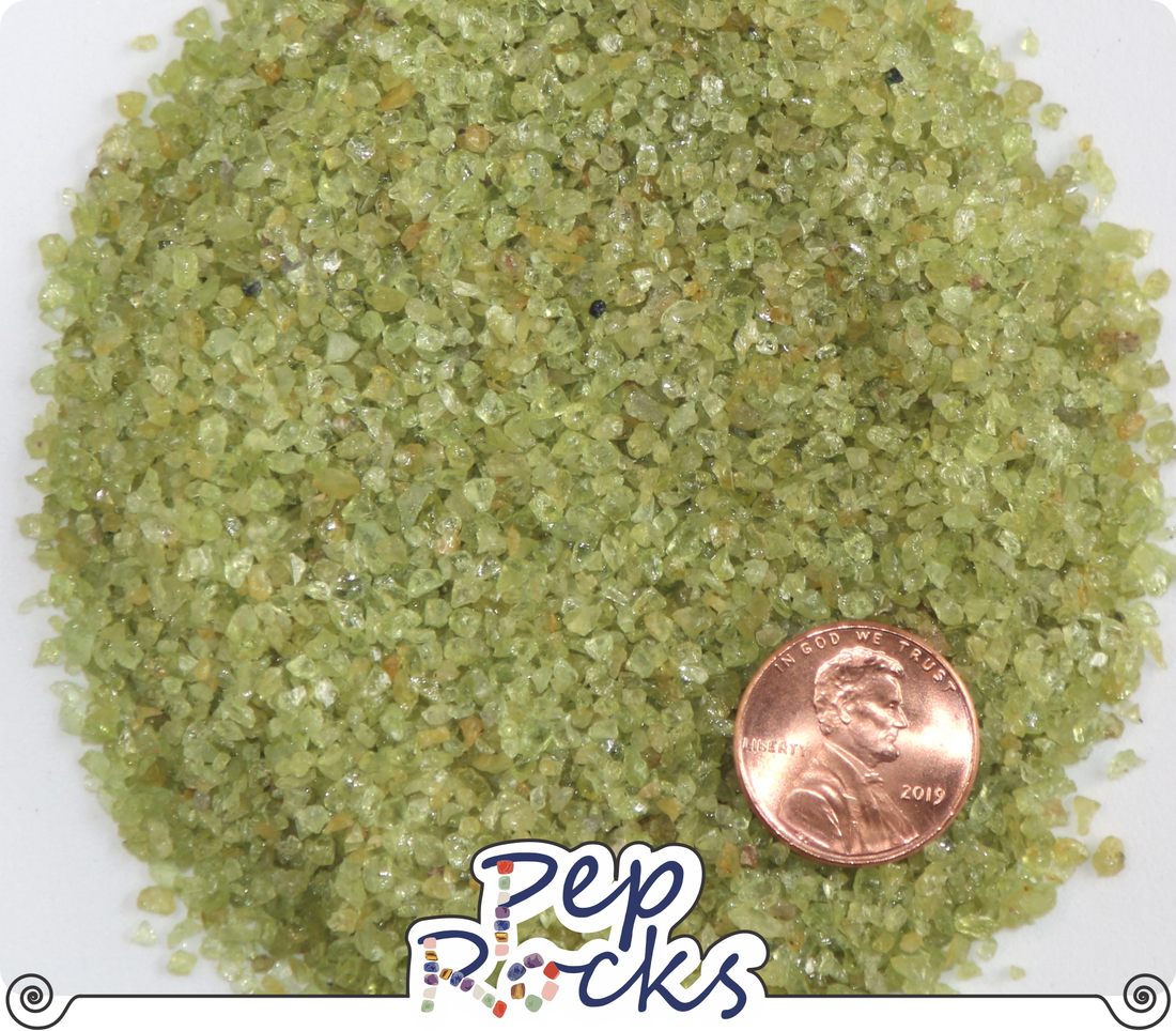 Peridot - Crushed Coarse Gemstone Sand. Great for Art, Jewelry, Wood I ...